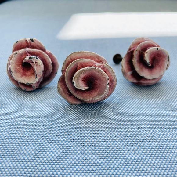 Accents | Distressed Pink Rose Knobs Set Of 3 | Poshmark